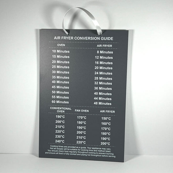 Grey Large Air Fryer conversion chart guide wall plaque gift A4 Size ...